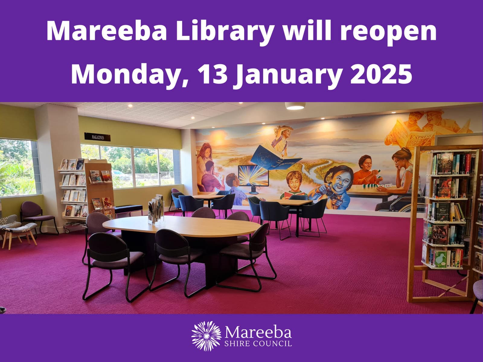 Mareeba Library will reopen 13 January 2025 - Mareeba Shire Council